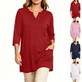 ChaoHeng Womens Tops Plus Size 3/4 Length Sleeve Womens Tops Cotton ...