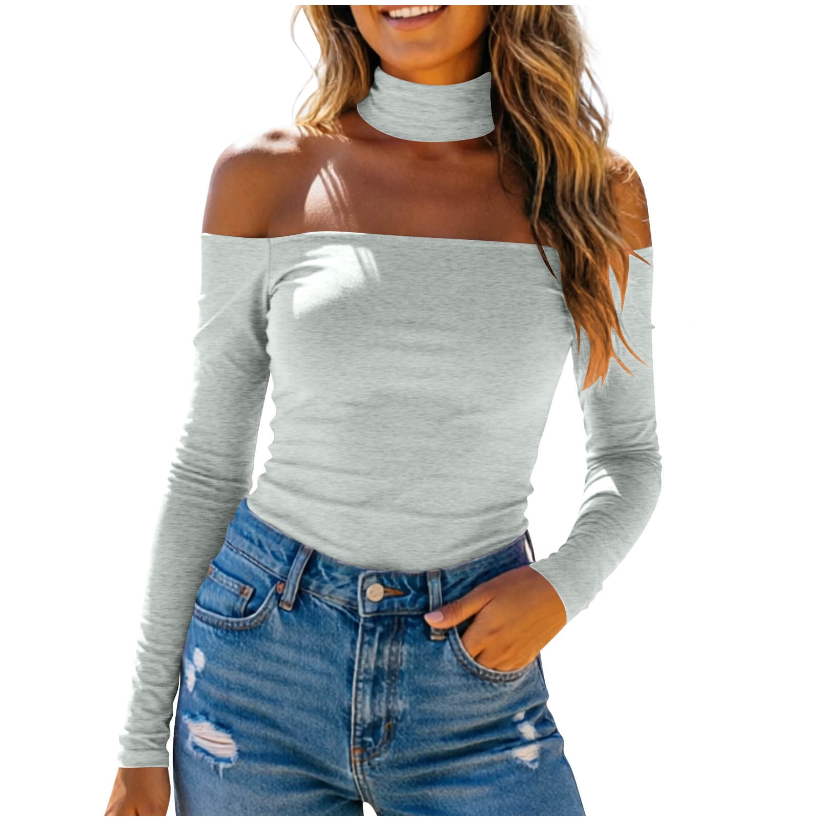 ChaoHeng Womens Tops Trendy 2026 Womens Casual Tops Cotton Off Shoulder ...