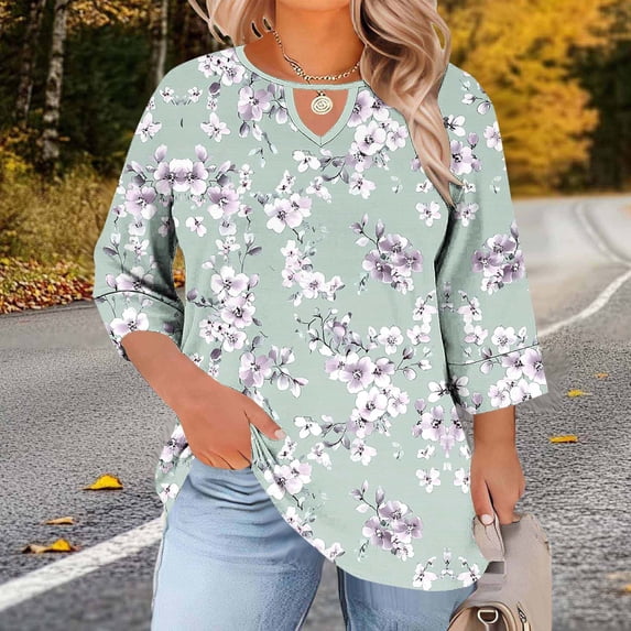 ChaoHeng Womens Tops Trendy Casual Womens Casual Tops 3/4 Sleeve ...