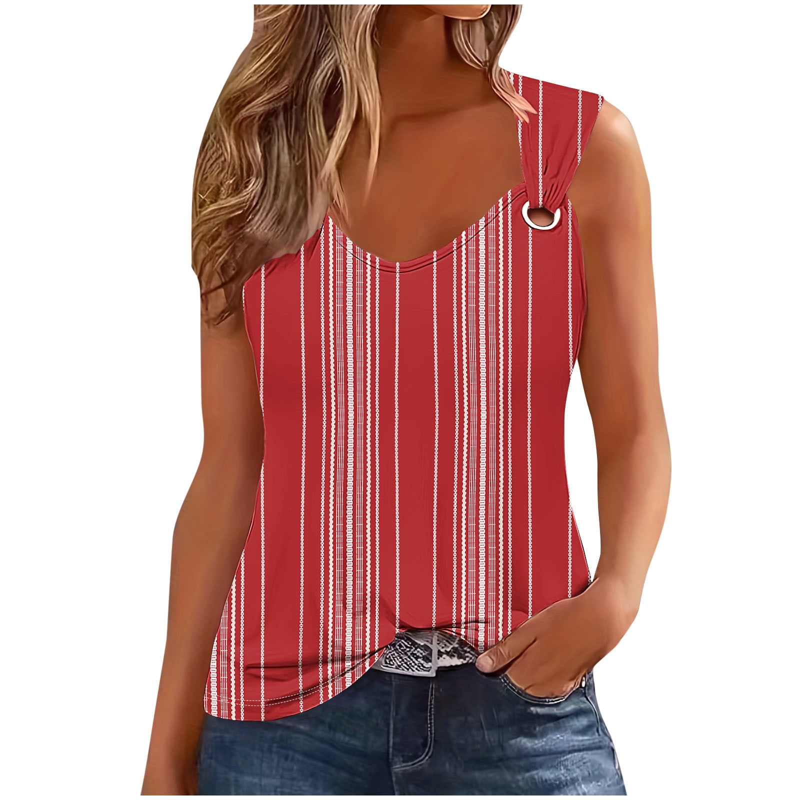 ChaoHeng Womens Tops Women's Solid Color Camisole Sleeveless T-shirt ...