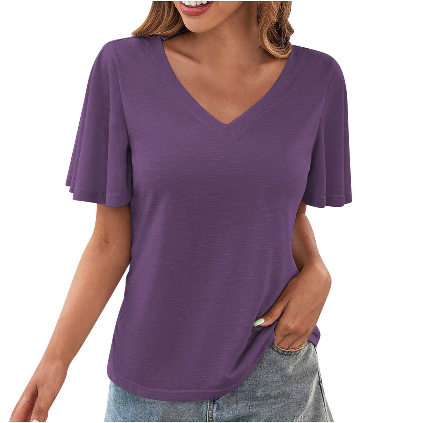 ChaoHeng V-Neck Shirts for Women Fashion Women's Summer V-Neck Solid ...
