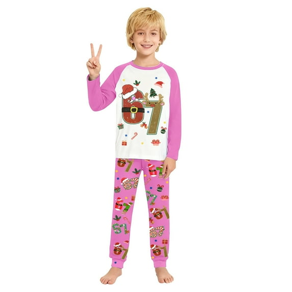 ChaoLingNeng 67 Christmas Shirt 67 Print Two Piece Long Sleeve Top and ...