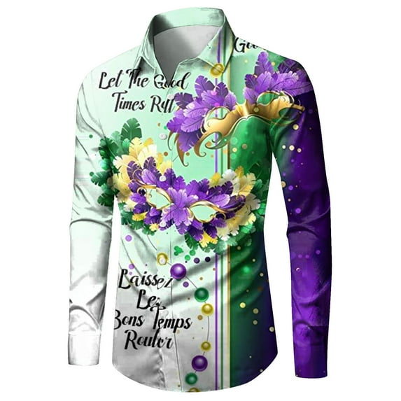 ChaoLingNeng Carnival Men Button Down Shirt Red,Mens Carnival Fashion ...