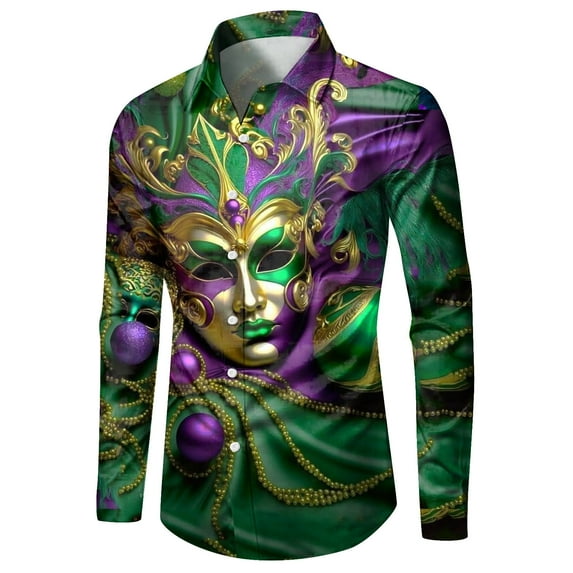 ChaoLingNeng Carnival Men Button Down Shirt Red,Mens Carnival Fashion ...