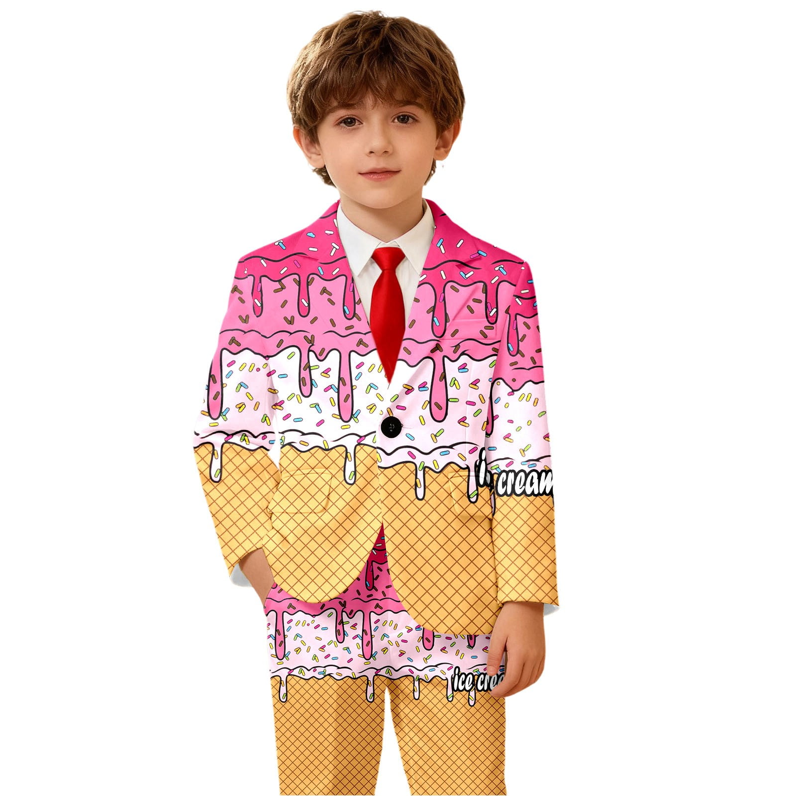 ChaoLingNeng Christmas Blazer for Boys Xmas Print Long Sleeves Suit Jacket One Button Lapel ...