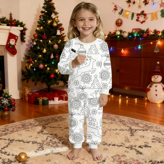ChaoLingNeng Christmas Colorable Pants Set for Kids Boys Girls Funny Christmas DIY Hand Painted ...