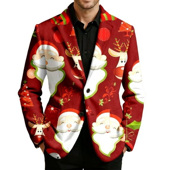 ChaoLingNeng Christmas Suit for Men Lightweight Xmas Printed Blazer ...