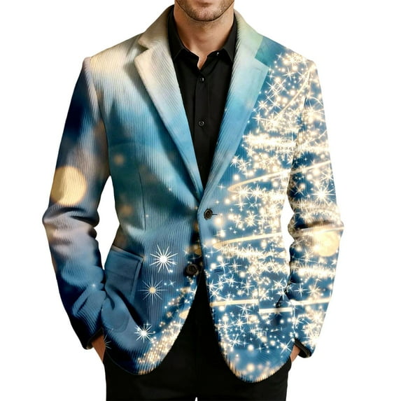 ChaoLingNeng Christmas Suit for Men Lightweight Xmas Printed Blazer ...