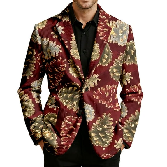 ChaoLingNeng Christmas Suit for Men Lightweight Xmas Printed Blazer ...