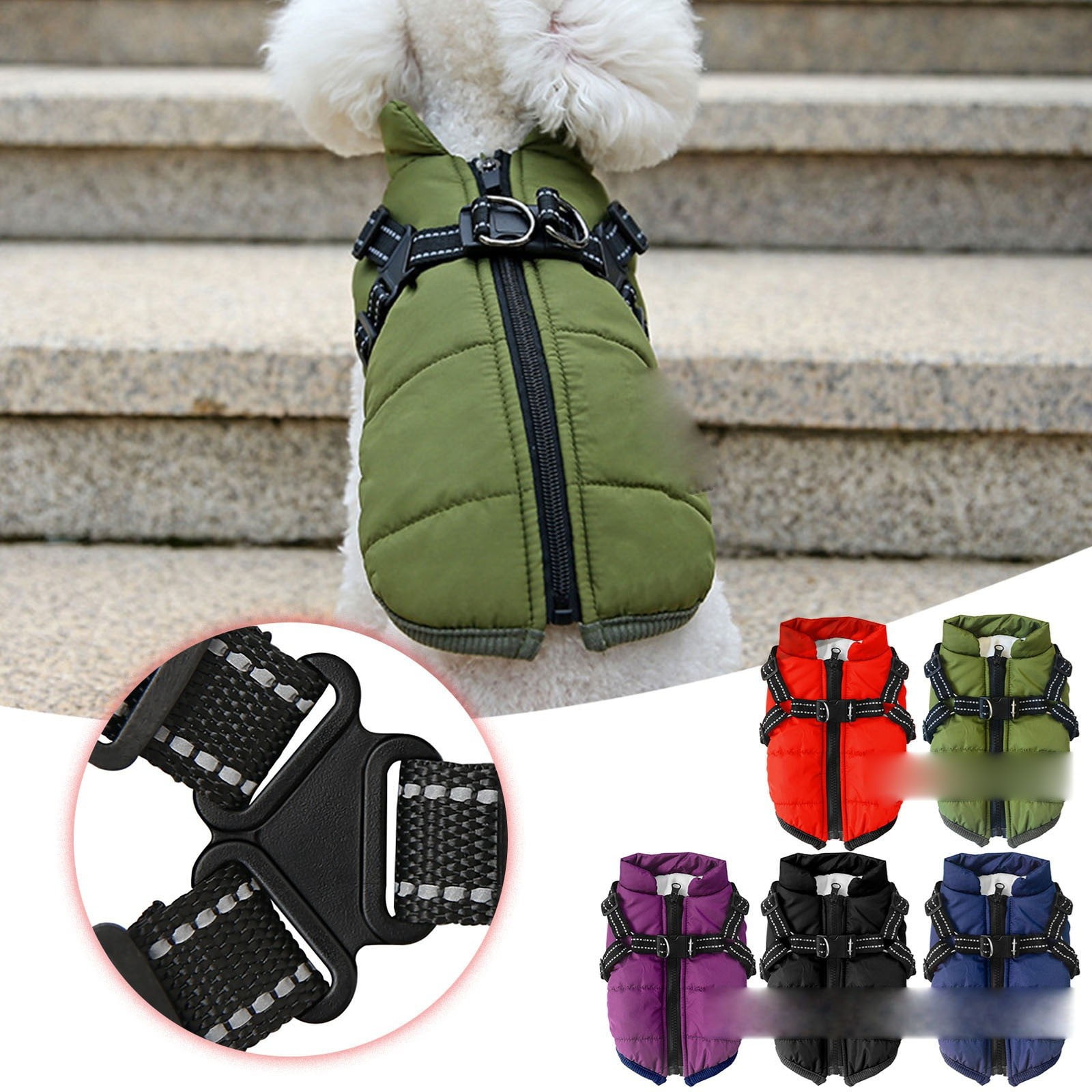 ChaoLingNeng Dog Coats for Small Dogs with Harness Built Warm Pet Vest ...