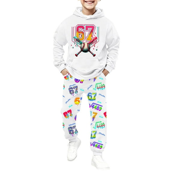 ChaoLingNeng Girls 2 Piece Outfits Long Sleeve Hooded Sweatshirt and ...