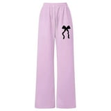 ChaoLingNeng Girls Baggy Sweatpants with Bows Cute Wide Straight Leg ...