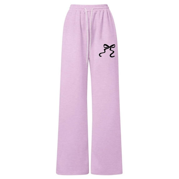 ChaoLingNeng Girls Baggy Sweatpants with Bows Cute Wide Straight Leg ...