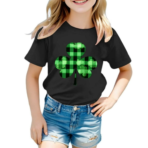 ChaoLingNeng Girls St. Patrick's Day Shirt Irish Shamrock Printed ...