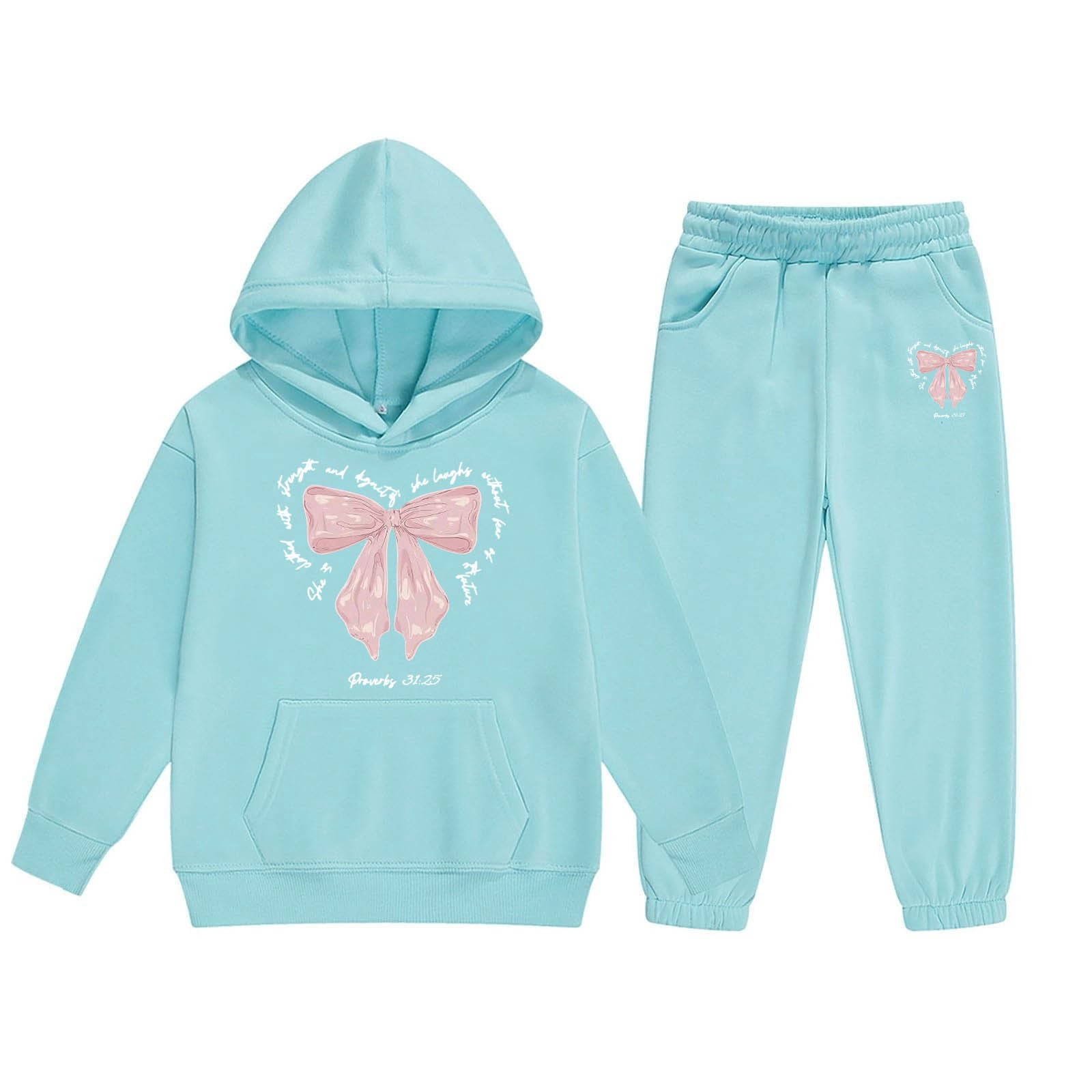 ChaoLingNeng Girls Sweatsuit Size 14-16 Letter Print Crewneck Long ...