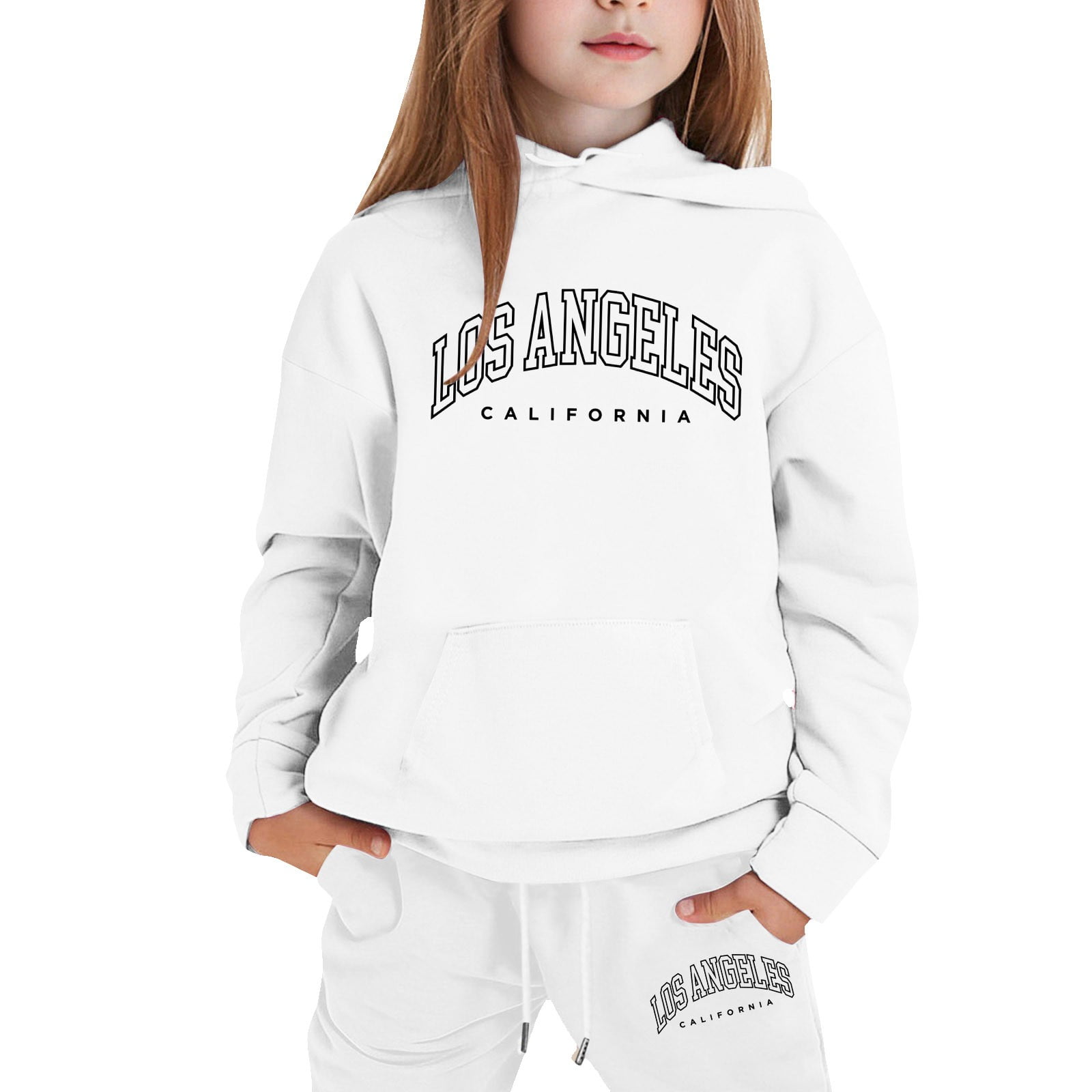 ChaoLingNeng Girls Sweatsuit Size 6 Cartoon Print Round Neck Long ...