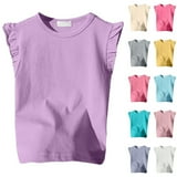 ChaoLingNeng Kids Girls Summer Athletic Solid Color Tank Tops Split ...