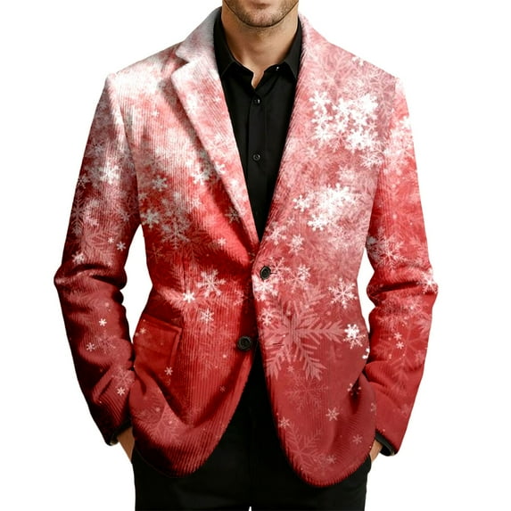 ChaoLingNeng Men's Christmas Blazer Corduroy Xmas Print Holiday Party ...