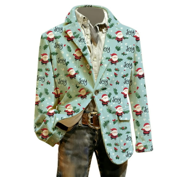 ChaoLingNeng Men's Christmas Blazer Jacket One Button Lightweight Xmas ...