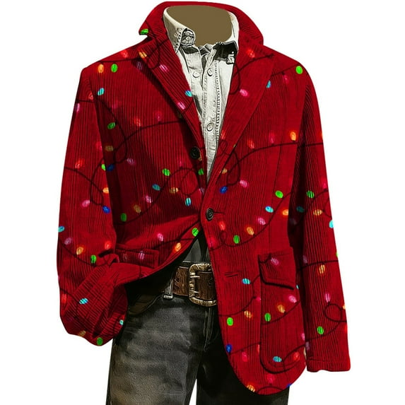 ChaoLingNeng Men's Christmas Blazer Jacket One Button Lightweight Xmas ...