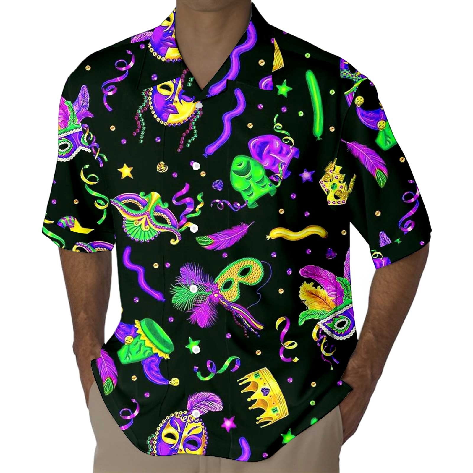 ChaoLingNeng Men's Party Shirts Slim,Mens Mardi Short Sleeve Shirt ...