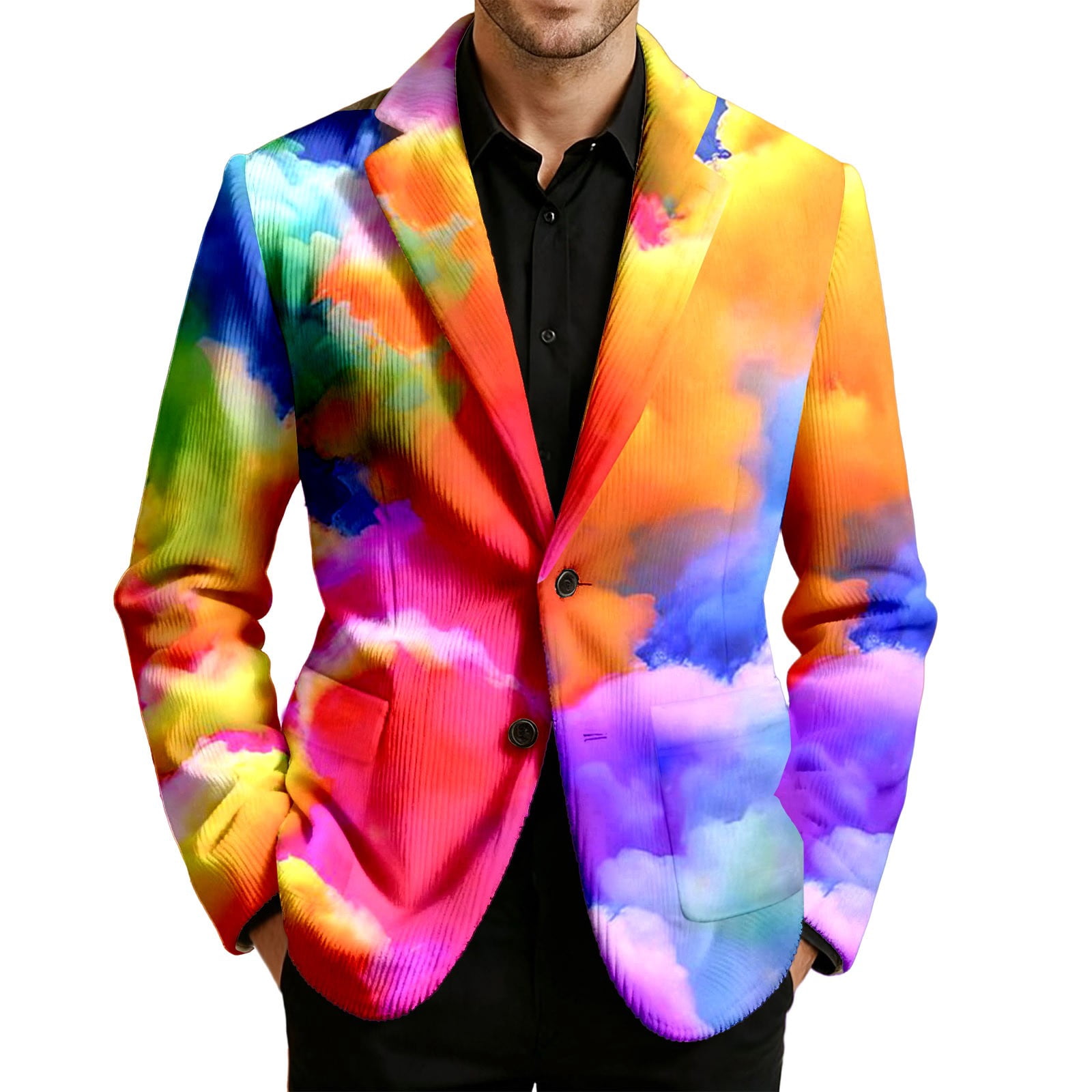 ChaoLingNeng Mens Mardi Gras Blazer, Relaxed Fit Carnival Print Suit ...