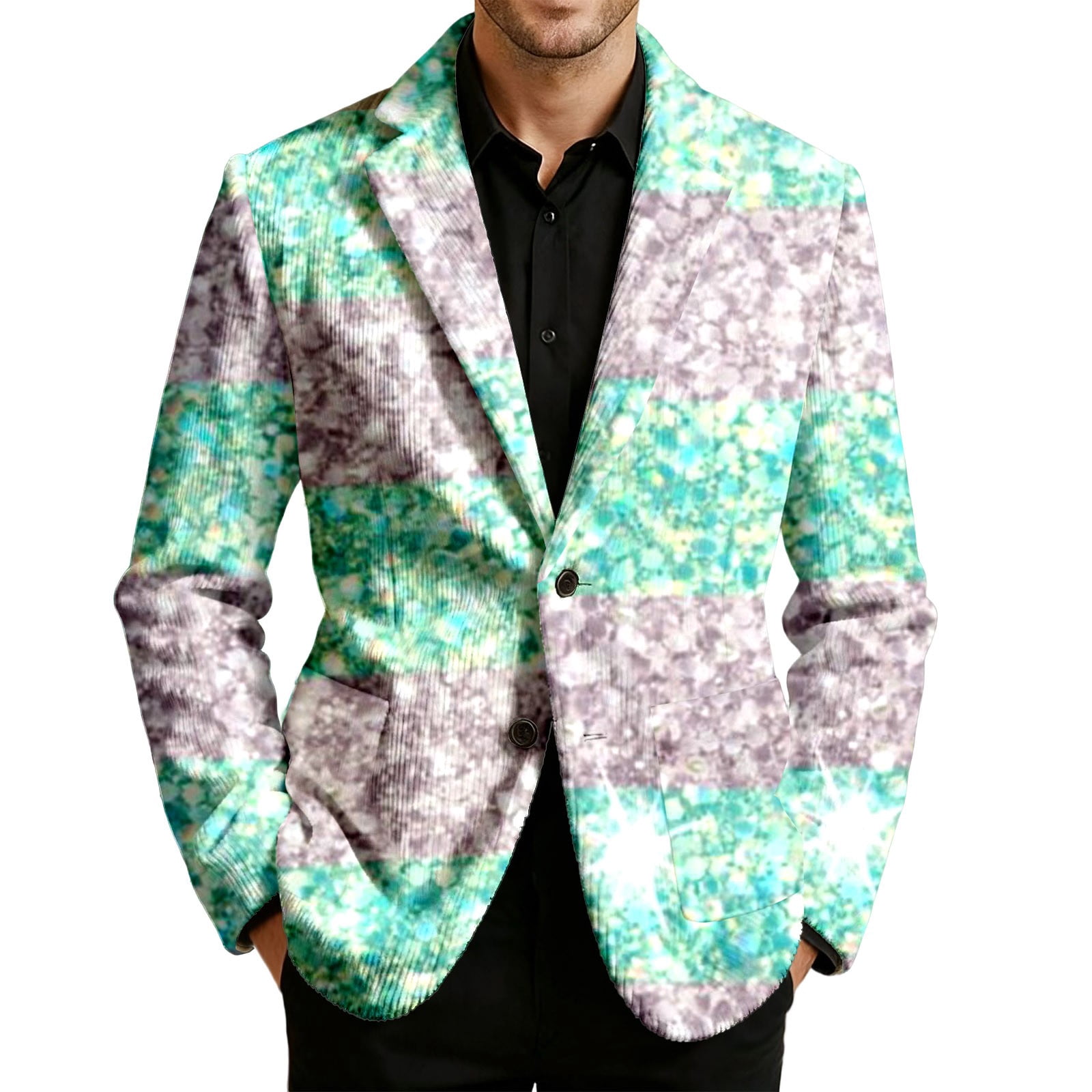 ChaoLingNeng Mens Mardi Gras Blazer, Relaxed Fit Carnival Print Suit ...