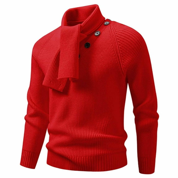 ChaoLingNeng Mens Quarter Zip Sweater with Collar Cable Knit Turtleneck ...