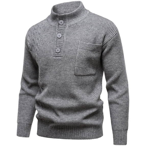 ChaoLingNeng Mens Sweaters 183Xl Men's Cable Knit Collar And Button ...