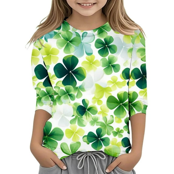 ChaoLingNeng Toddler Girls St Patrick Day Shirt Funny Shamrock Short ...