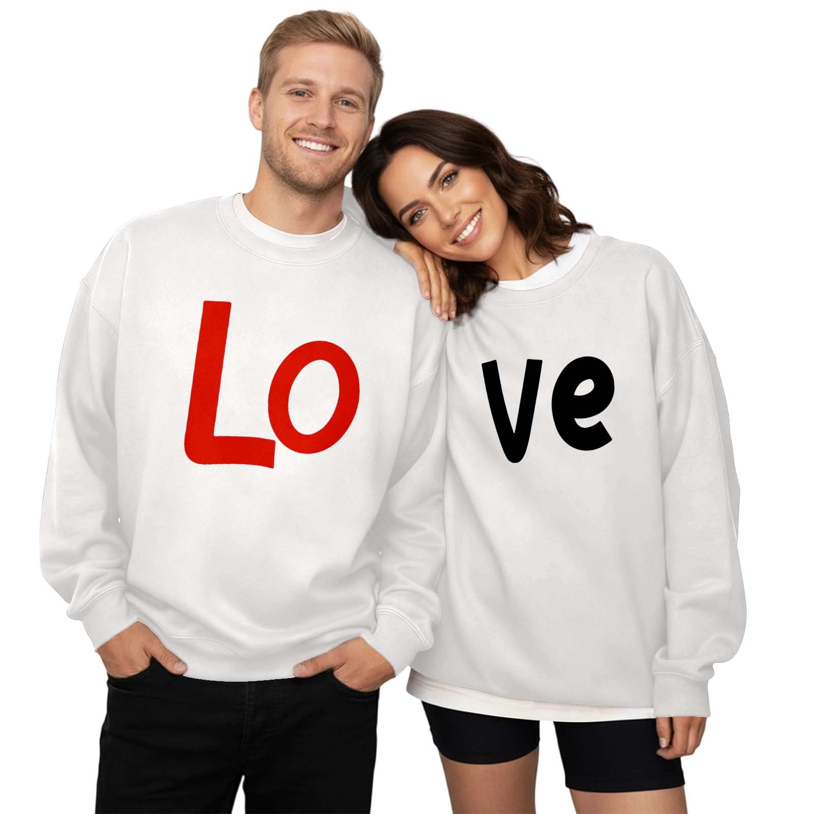 ChaoLingNeng Valentine's Day Heart Sweatshirt Matching Couples Love ...
