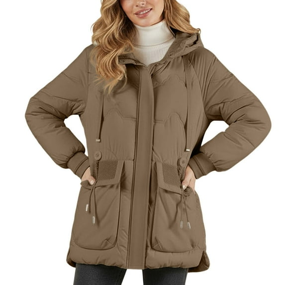 ChaoLingNeng Womens Black Puffer Jacket, Women's Winter Puffer Jacket Long Sleeve Short Warm ...