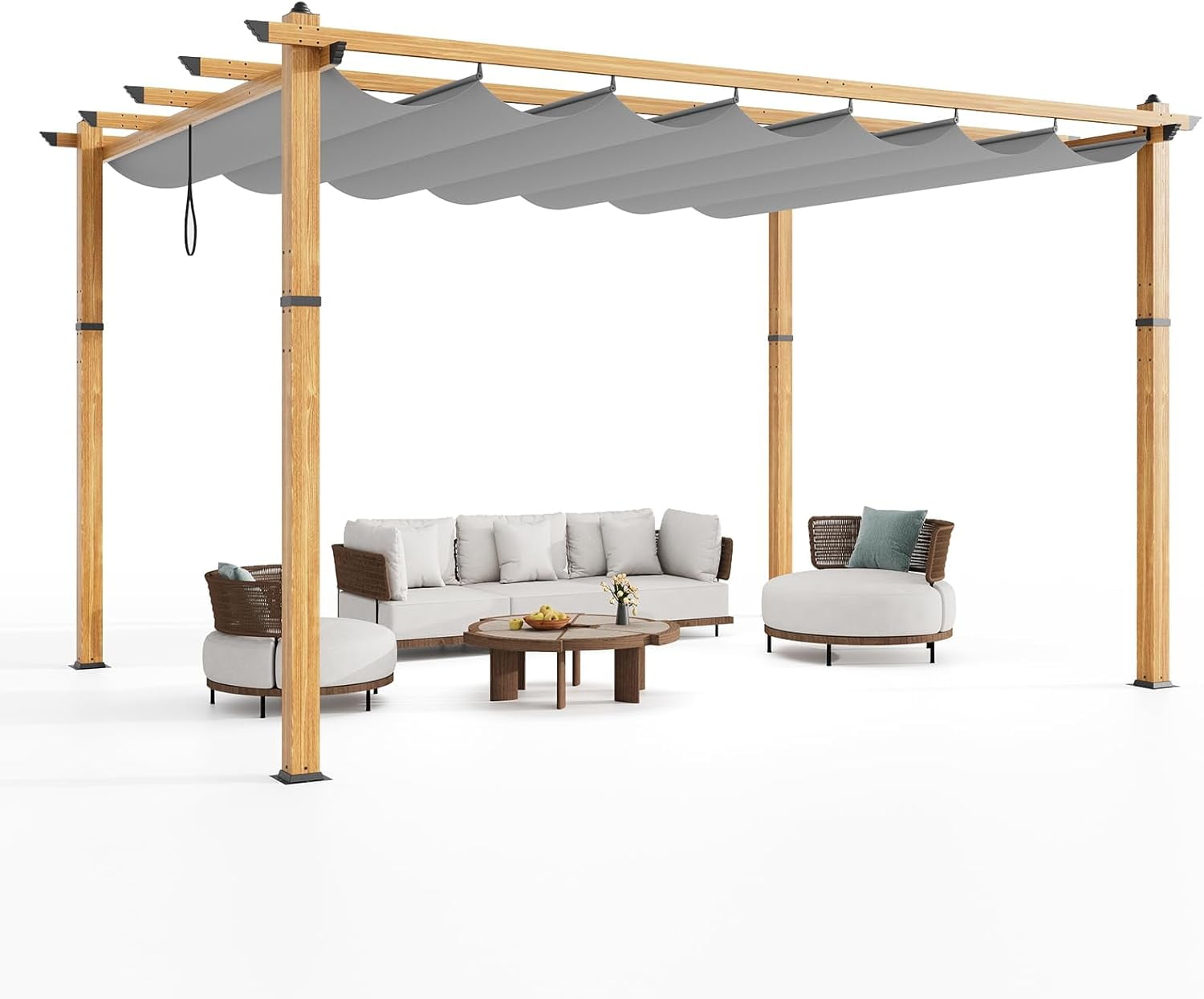 ChaoLink 10x13 Ft Outdoor Retractable Pergola with Sun Shade Canopy ...