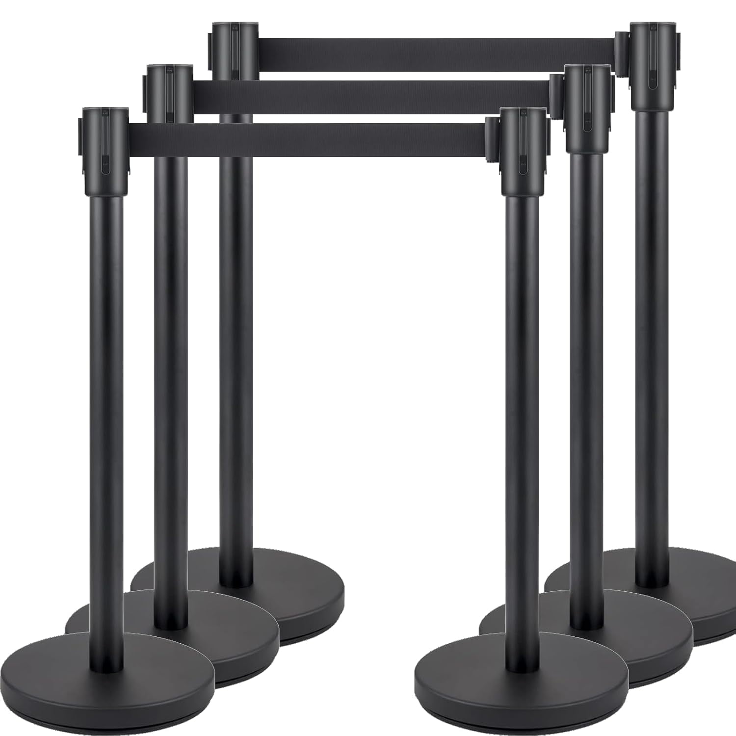 ChaoLink 6 Packs Black Crowd Control Stanchions with Retractable Belts ...