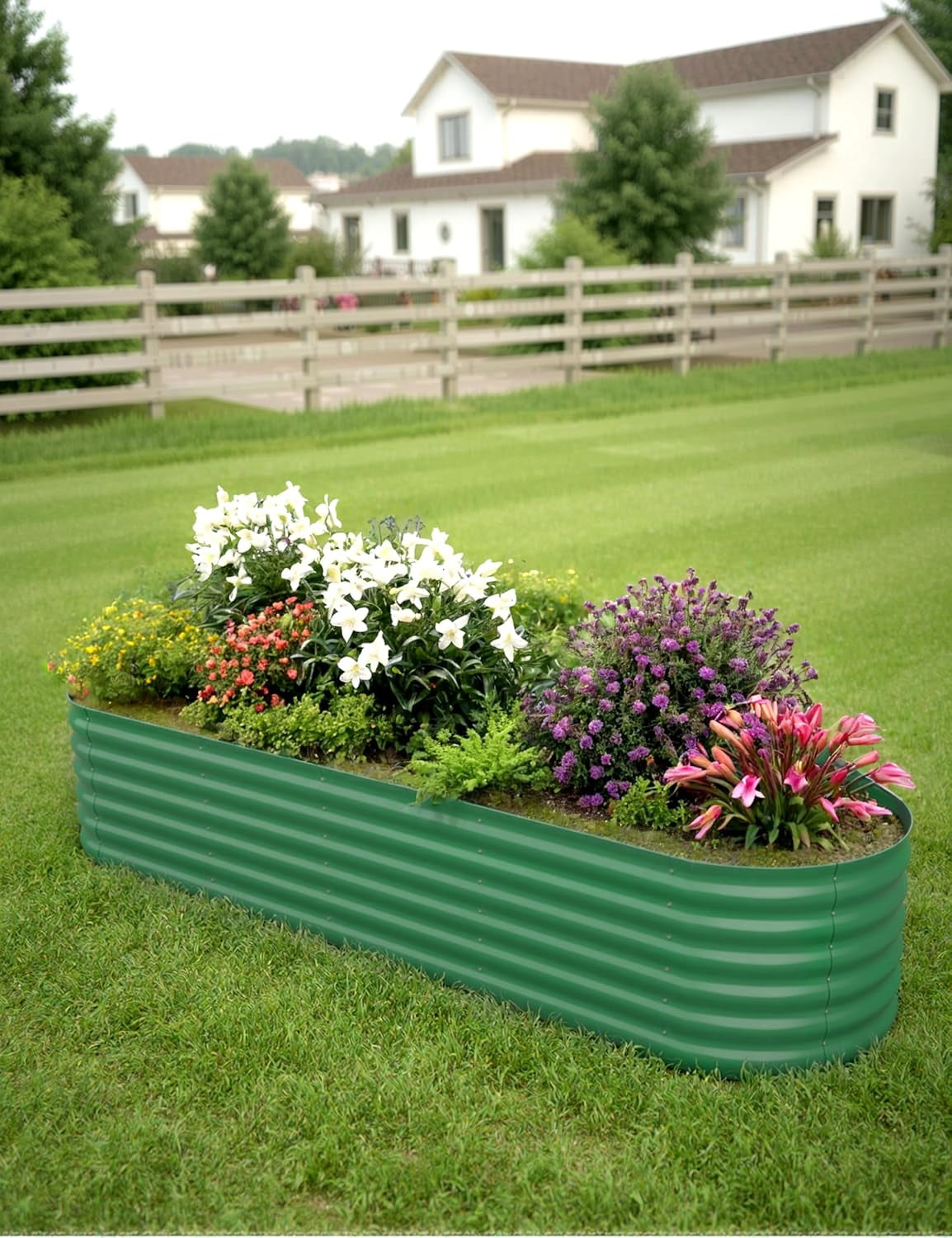 ChaoLink 8*2*2FT Galvanized Raised Garden Bed Kit Large Oval Metal ...