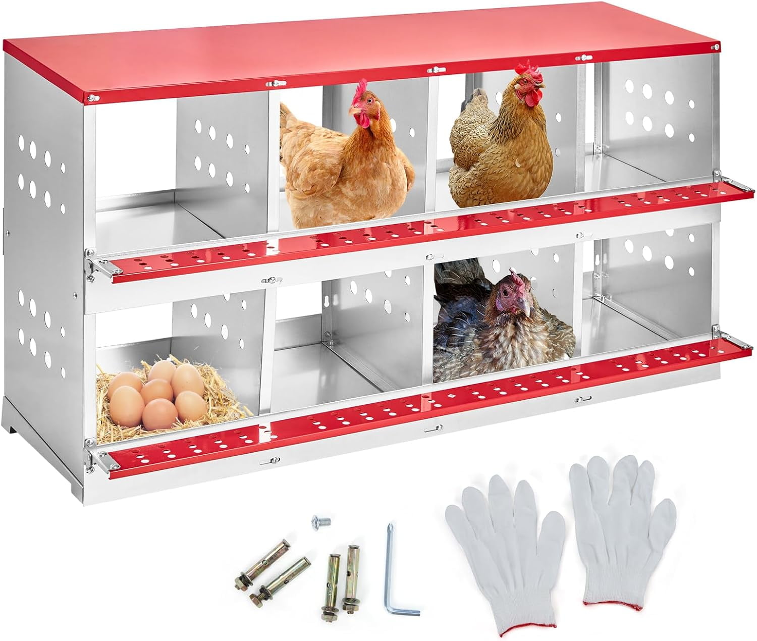 ChaoLink 8-Compartment Chicken Nesting Box, Roll-Away Design, Easy Egg ...