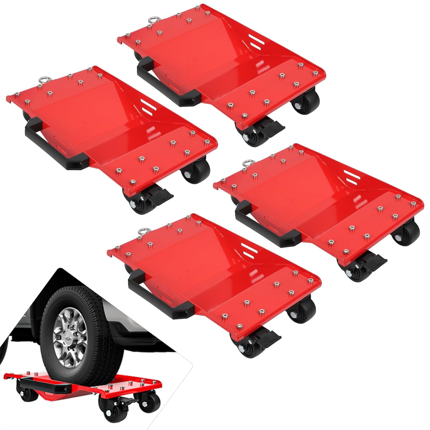 ChaoLink Car Dolly Set of 4 with Tow Hooks & Thickened Handles – 8000 ...