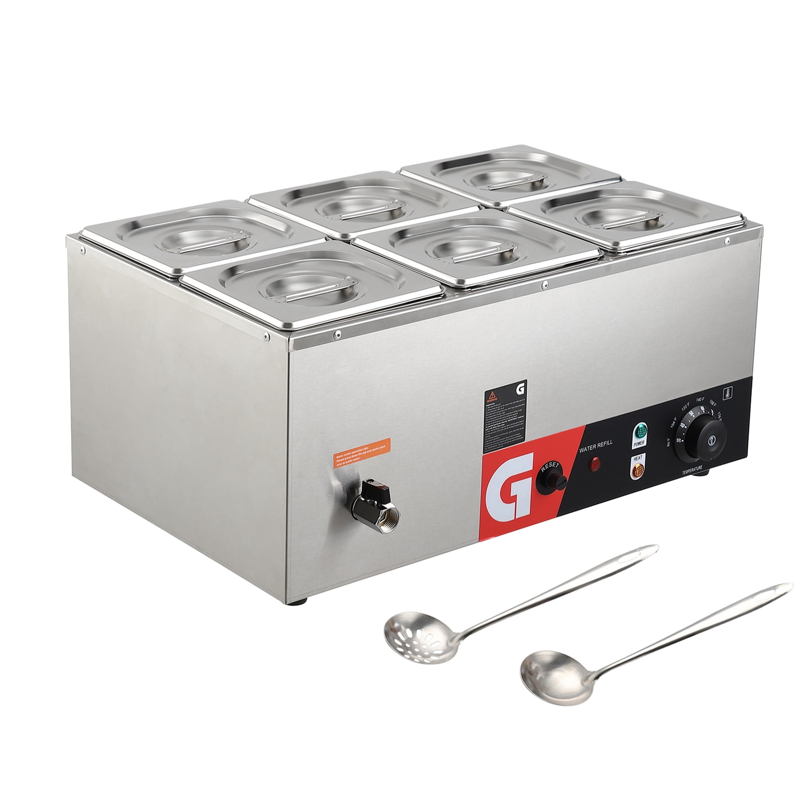 ChaoLink Commercial Food Warmer 2.6QT*6- Electric Steam Table,1200W ...