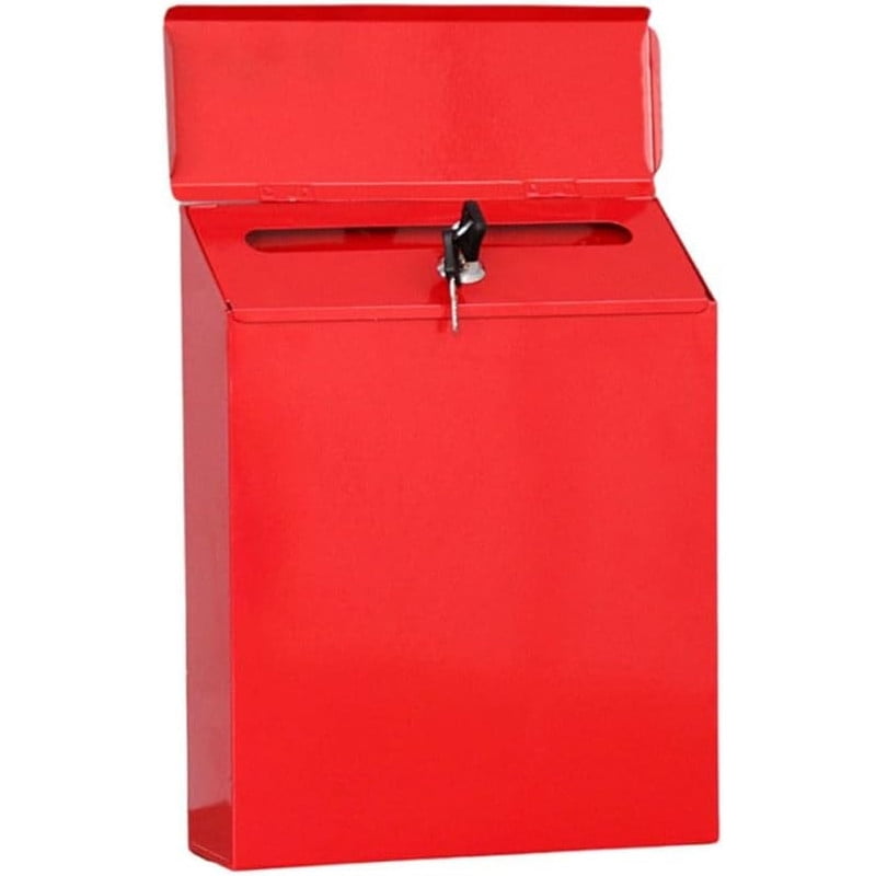 ChaoLink Red Metal Wall Mount Mailbox with Key Lock, Security Postbox ...