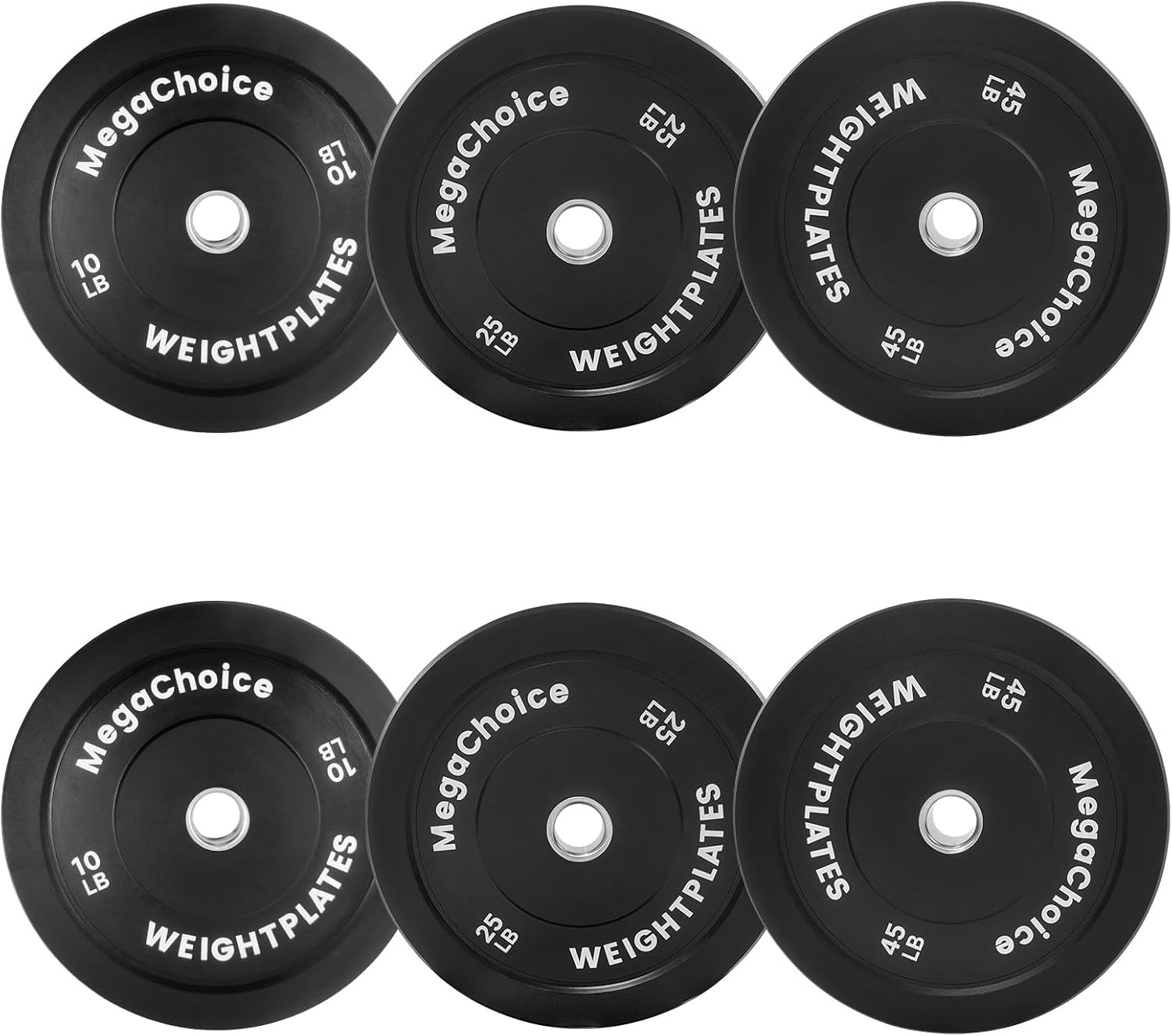 ChaoLink Rubber Bumper Plates Set 160 Lbs – (10, 25, 45 Lb) 2 Inch ...