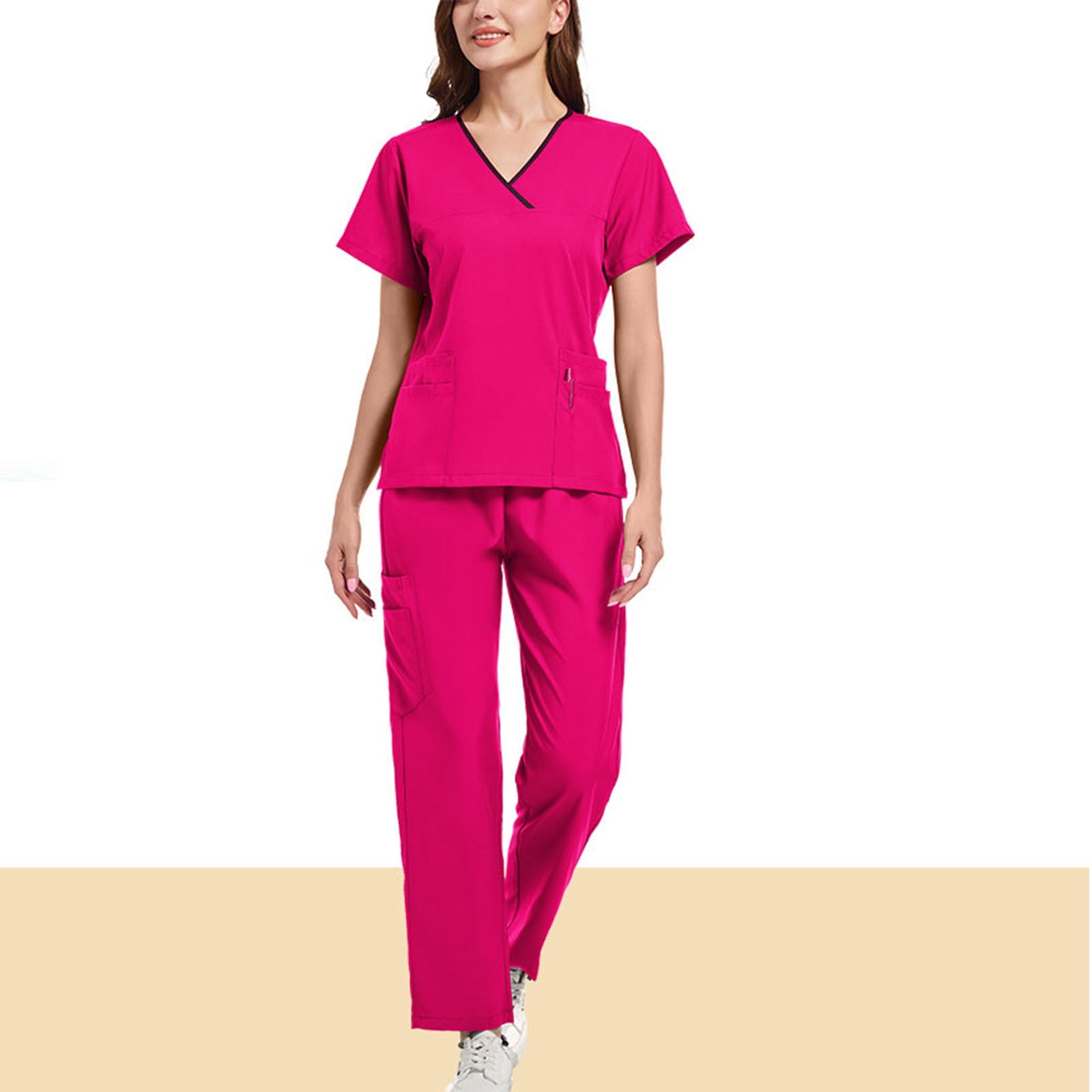Chaoheng Nursing Uniforms Scrub Sets for Women Women's Short Sleeve V ...