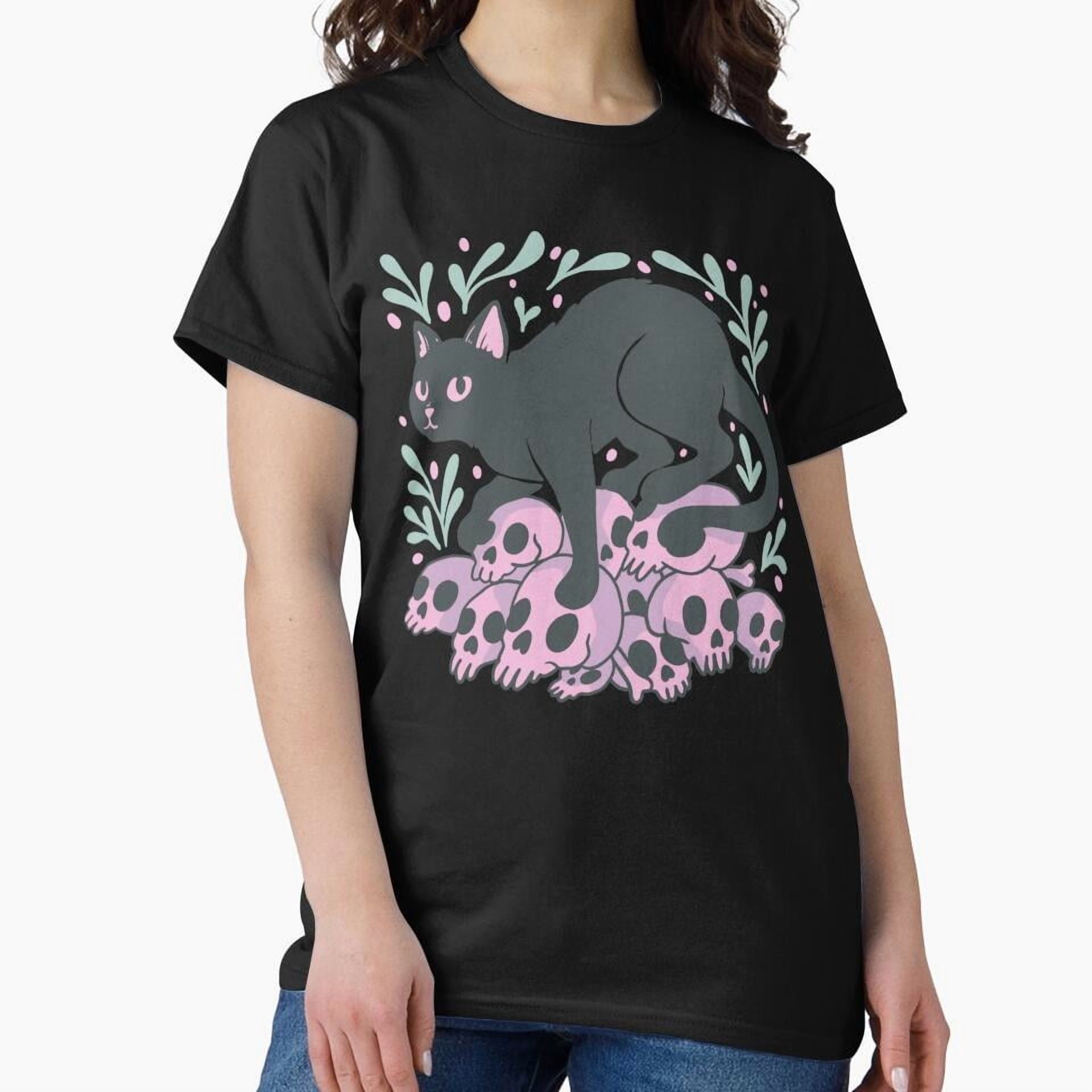 Chaos Cat on Skeleton Head Throne Pastel Goth Power H48831 Unisex T ...