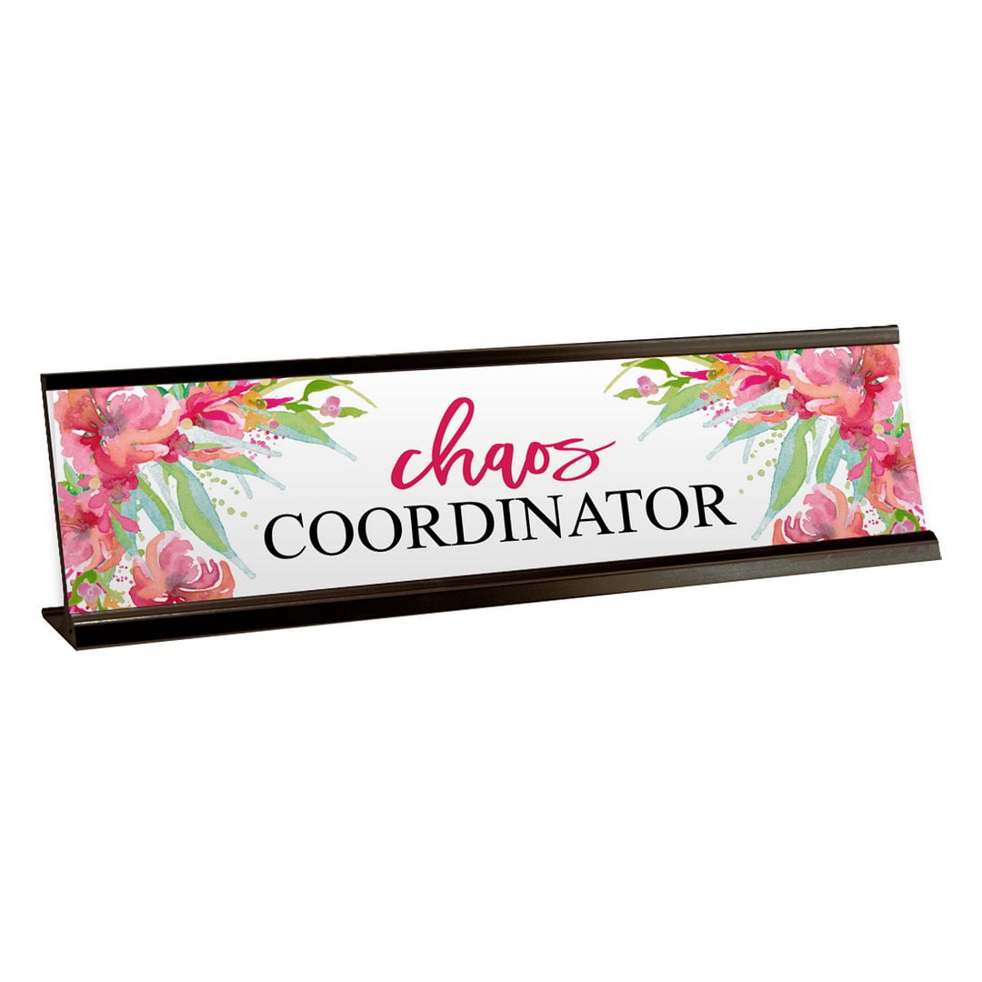 Chaos Coordinator Desk Plate / Funky Floral Desk Sign / 2" x 8 ...