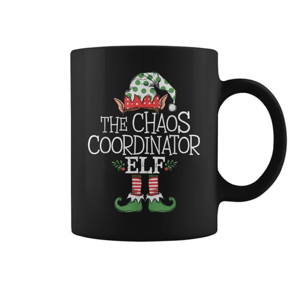Chaos Coordinator Elf Elves Christmas Party Tree Present Coffee Mugs ...