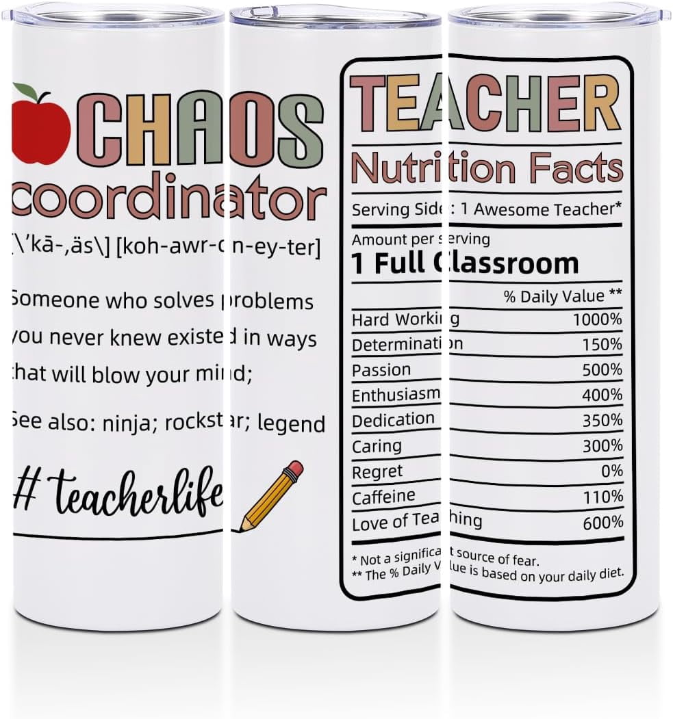 Chaos Coordinator Straight Skinny 20 oz Tumbler Teacher Gifts Water ...