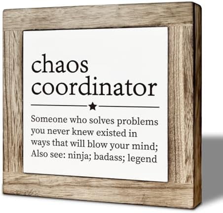 Chaos Coordinator Wooden Box Decor Sign, Funny Desk Decorative Sign ...