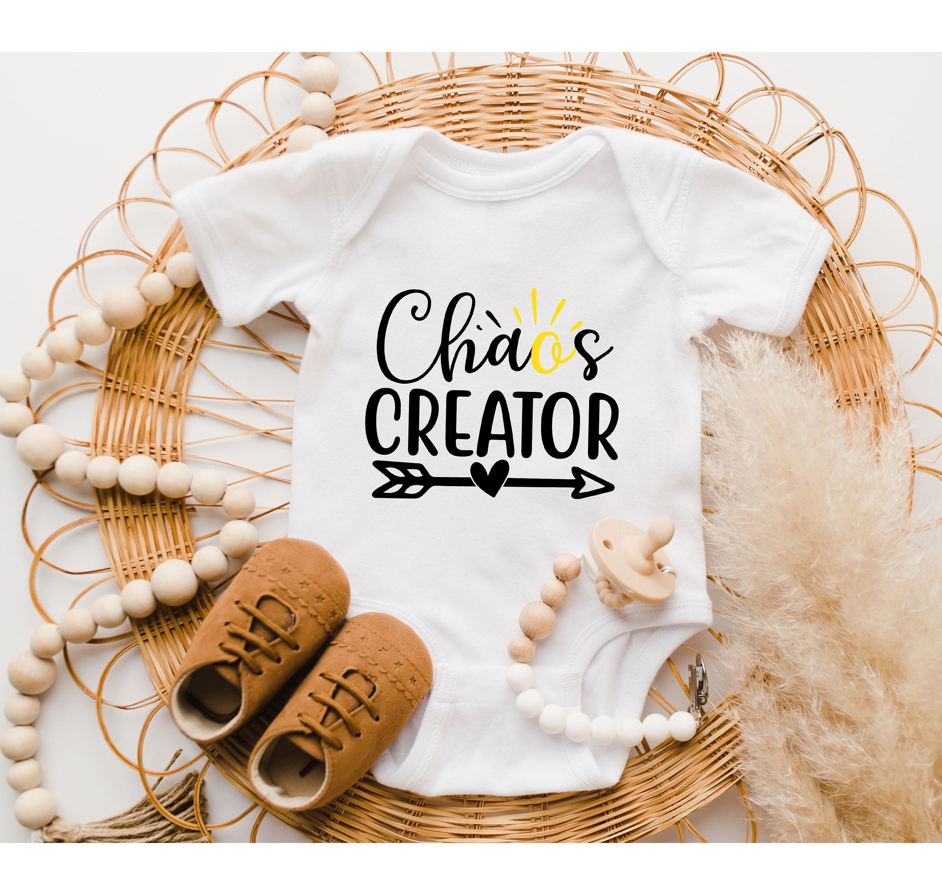 Chaos Creator Funny Baby Onesies, Baby Reveal Announcement, Cute Hipster Baby Kids Shirt, Baby ...