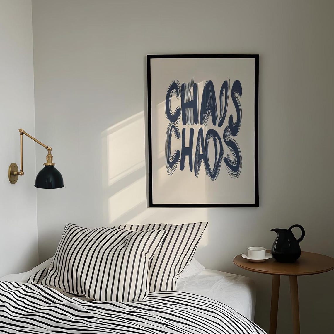 Chaos Poster Wavy Print Large Aesthetic Room Decor Trendy Monochrome ...
