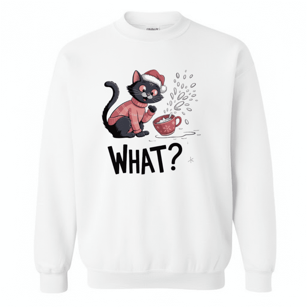 Chaotic Cat Christmas Lights Funny Kitty Holiday Humor Sweatshirt, up ...
