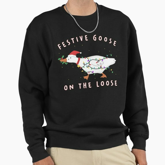 Chaotic Goose Tangled In Christmas Lights Graphic Unisex Sweatshirt ...